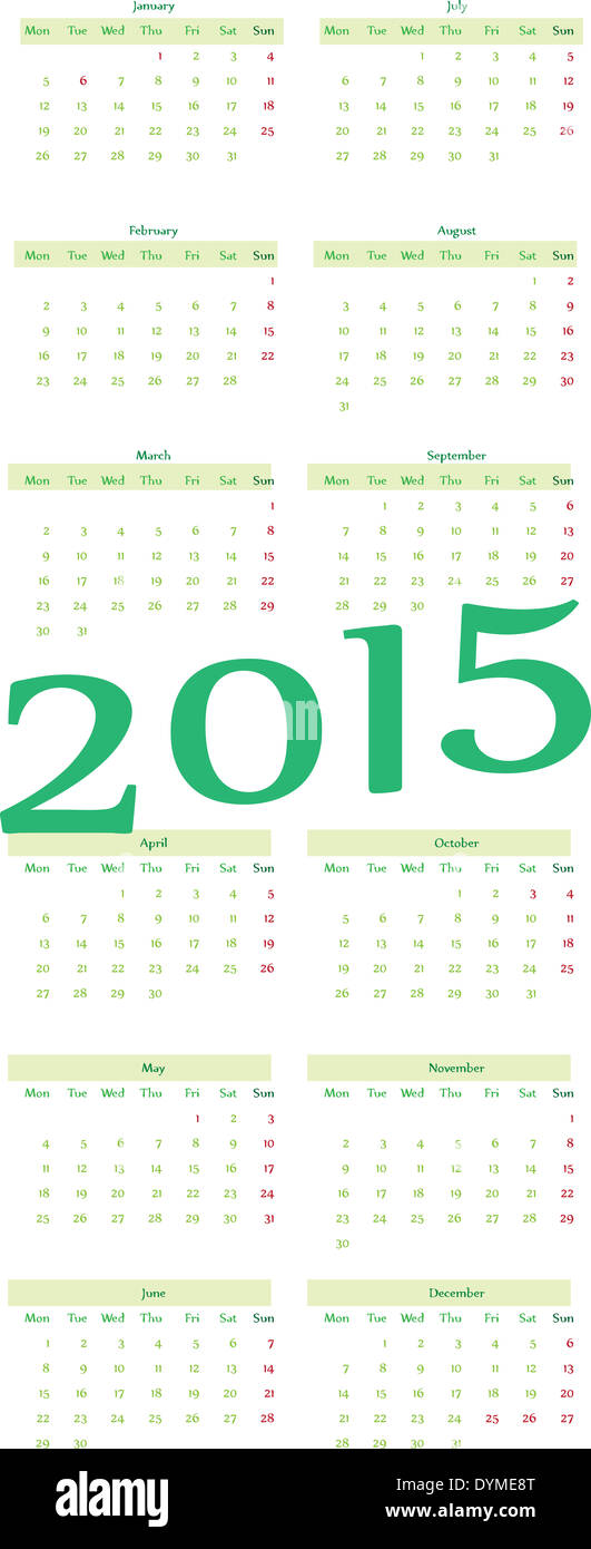 Calendrier 2015 avec un design simple Banque de photographies et d ...