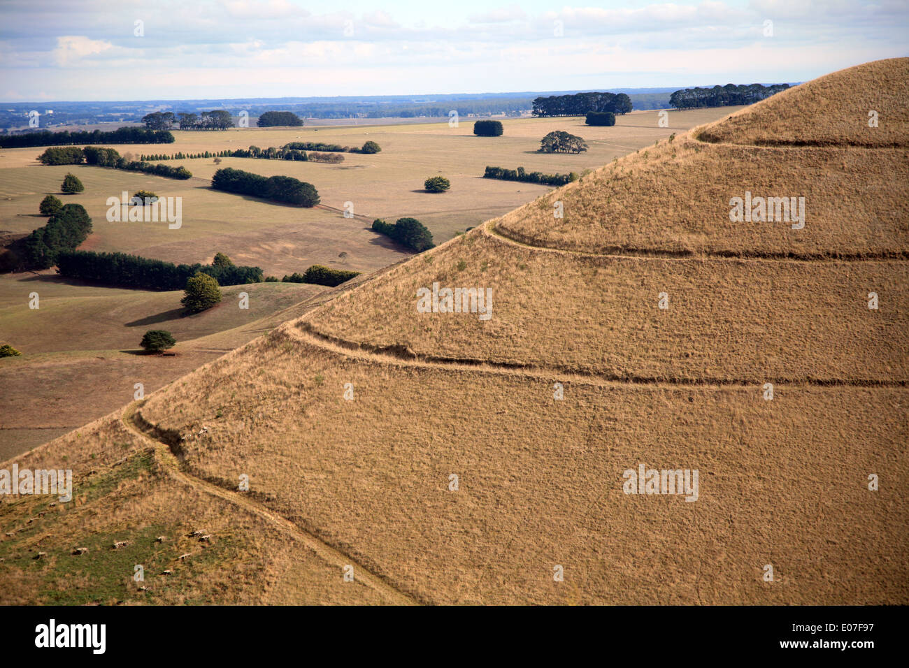 Le mont Sugarloaf un volcan dormant à l'horizon Grampians Victoria ...