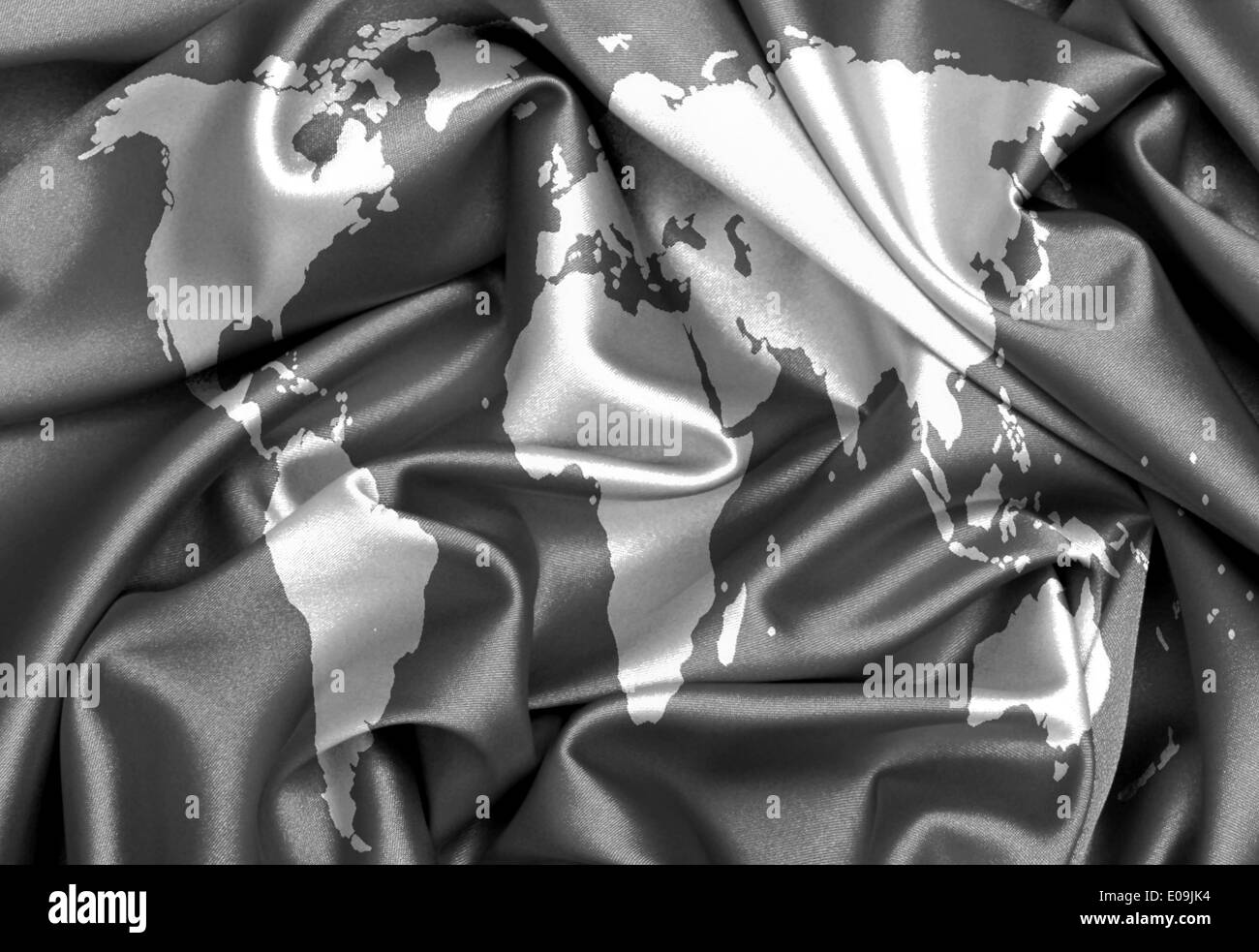 Trois dimensions du drapeau Satin rendre drapeau avec une carte du ...