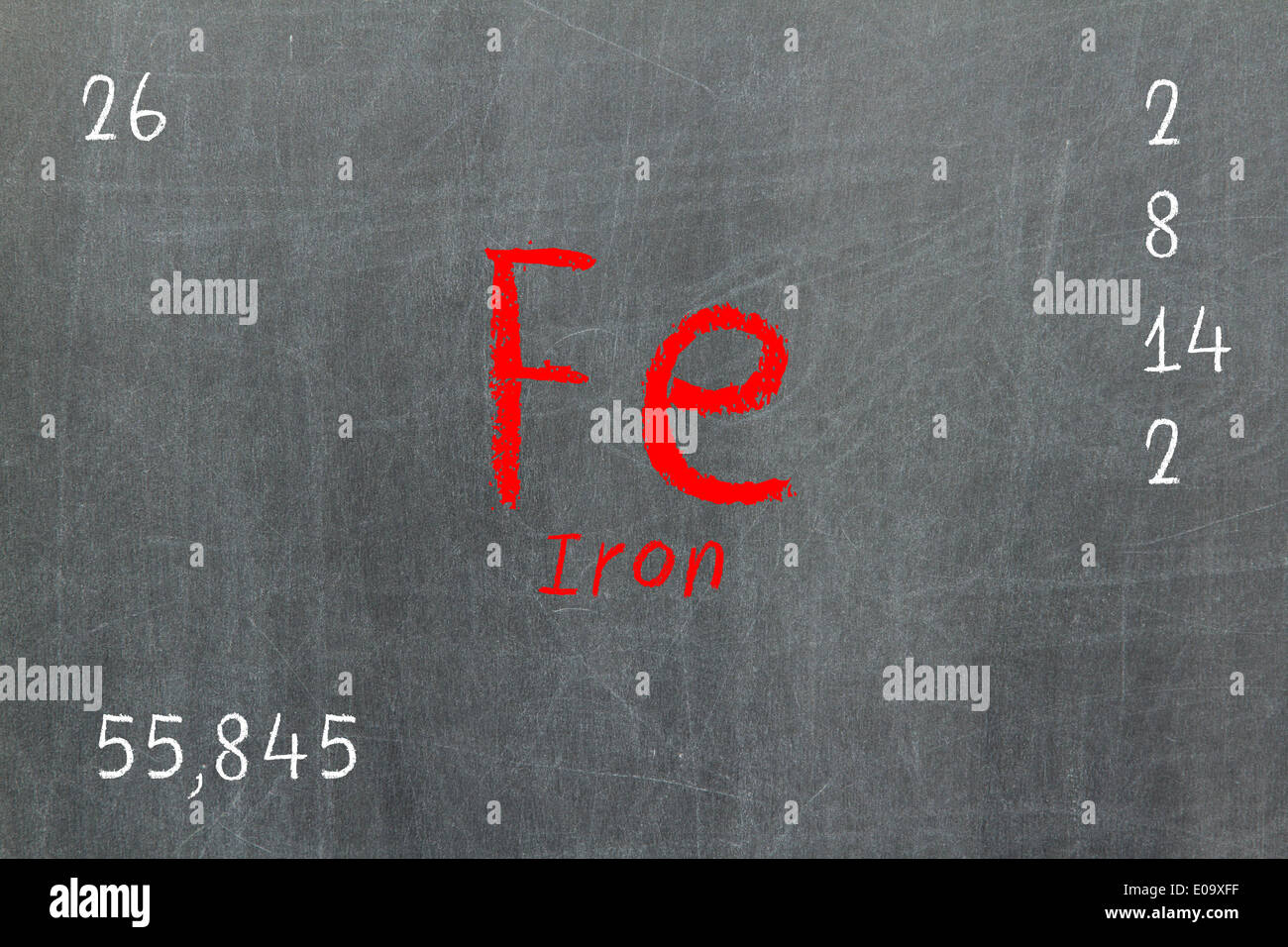 Tableau noir isolé avec tableau périodique chimie Fer Photo Stock - Alamy