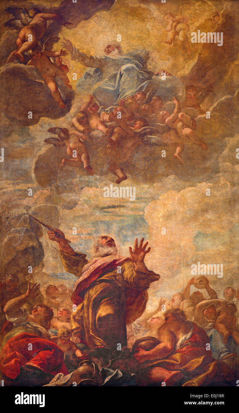 Venise, Italie - 12 mars 2014 : la fresque au plafond de scène - Moïse ...