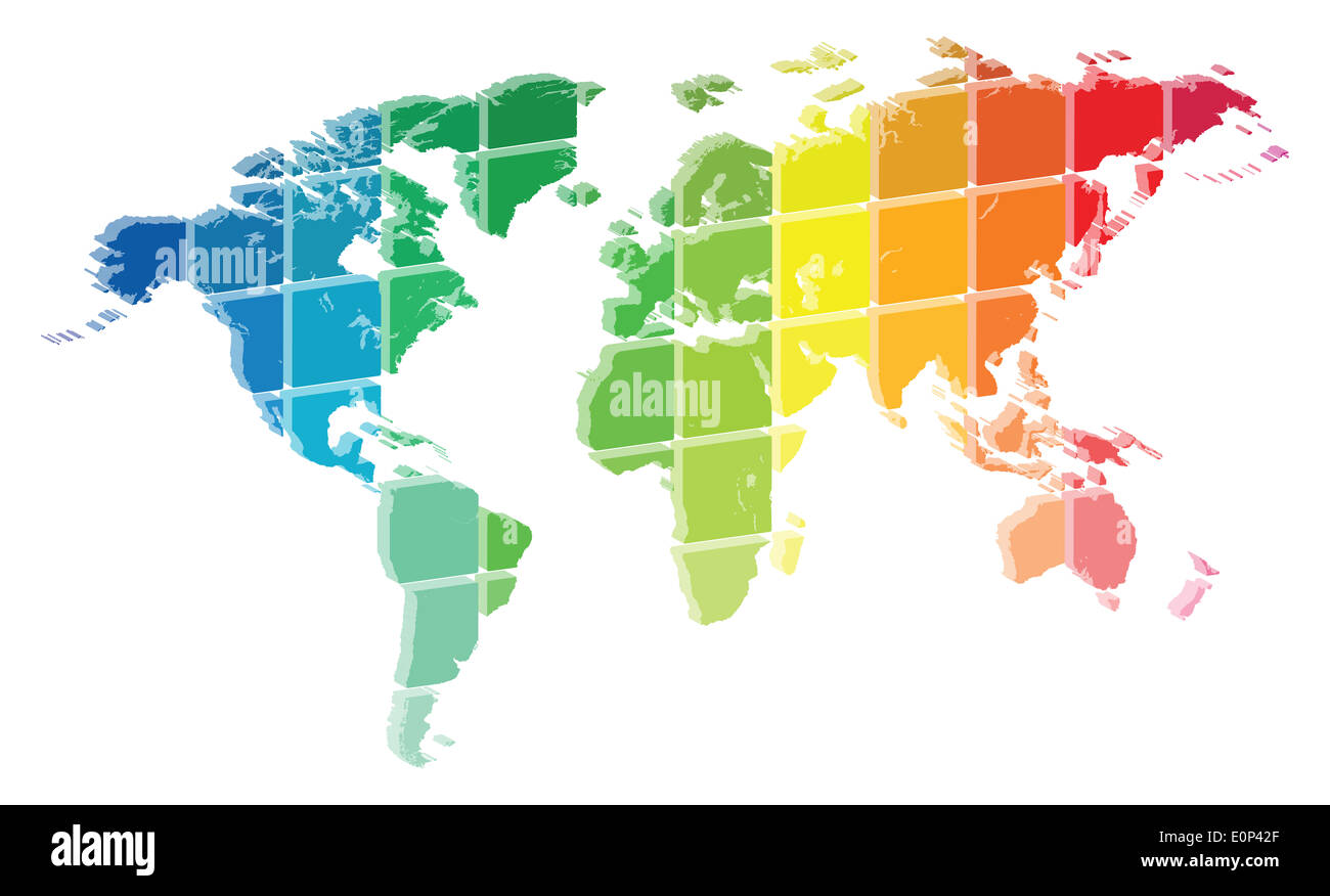 Carte du monde 3D Abstract Color Palette Vector Illustration Photo ...