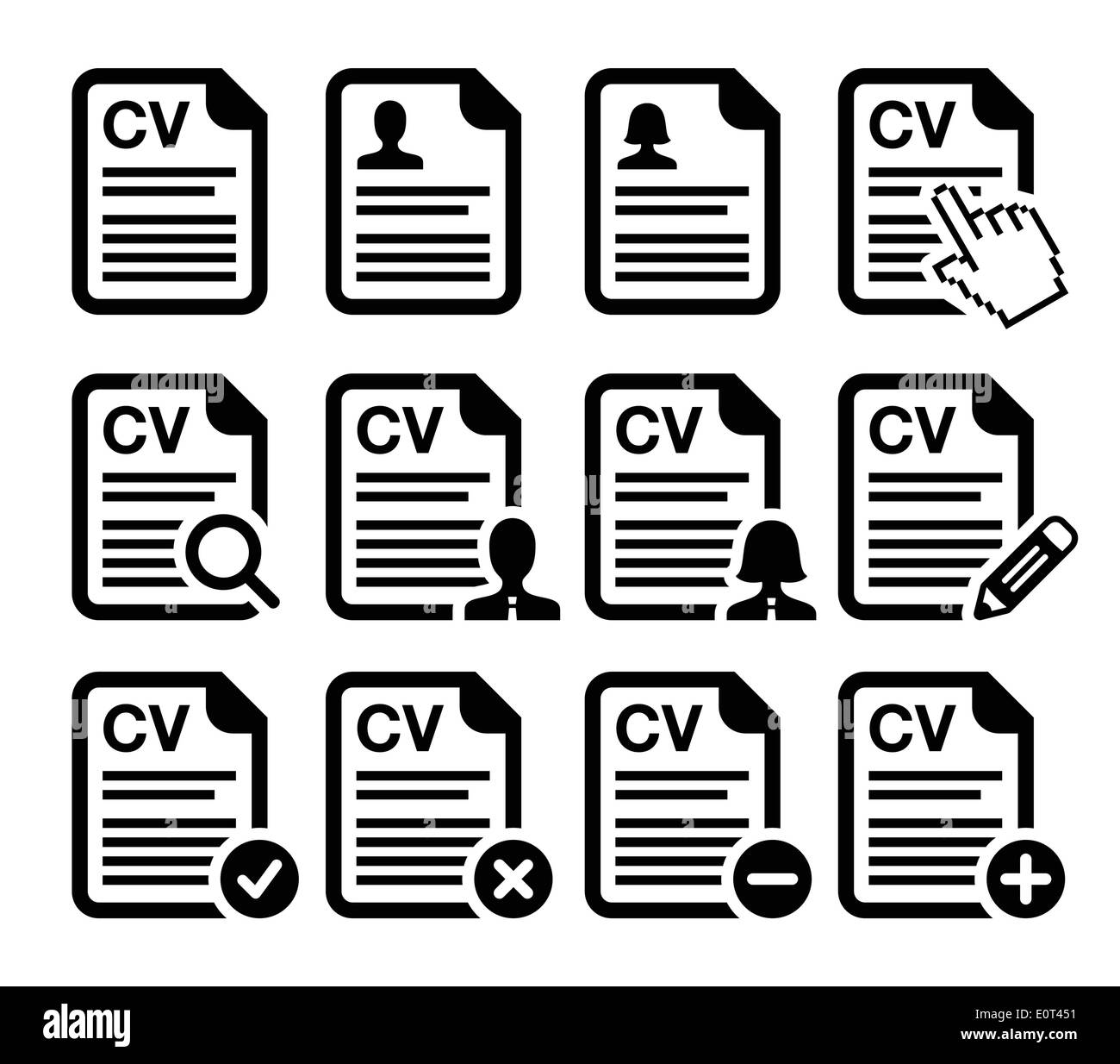 Cv curriculum vitae resume vector Banque d'images noir et blanc - Alamy
