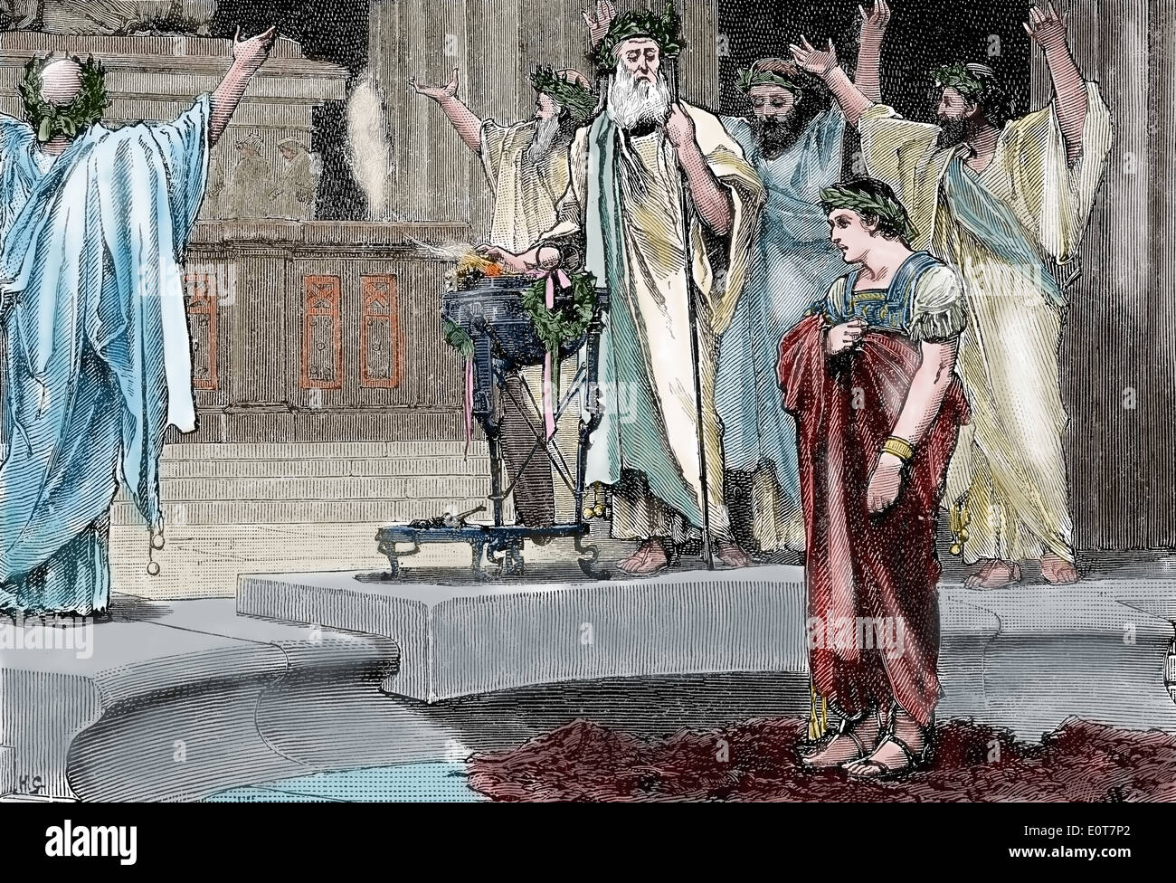Alexander Grand visiter le temple d'Amon. L'Égypte. 4ème siècle avant J ...