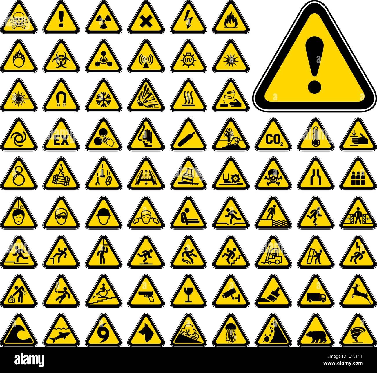 72 symboles de danger Avertissement triangulaire Image Vectorielle ...