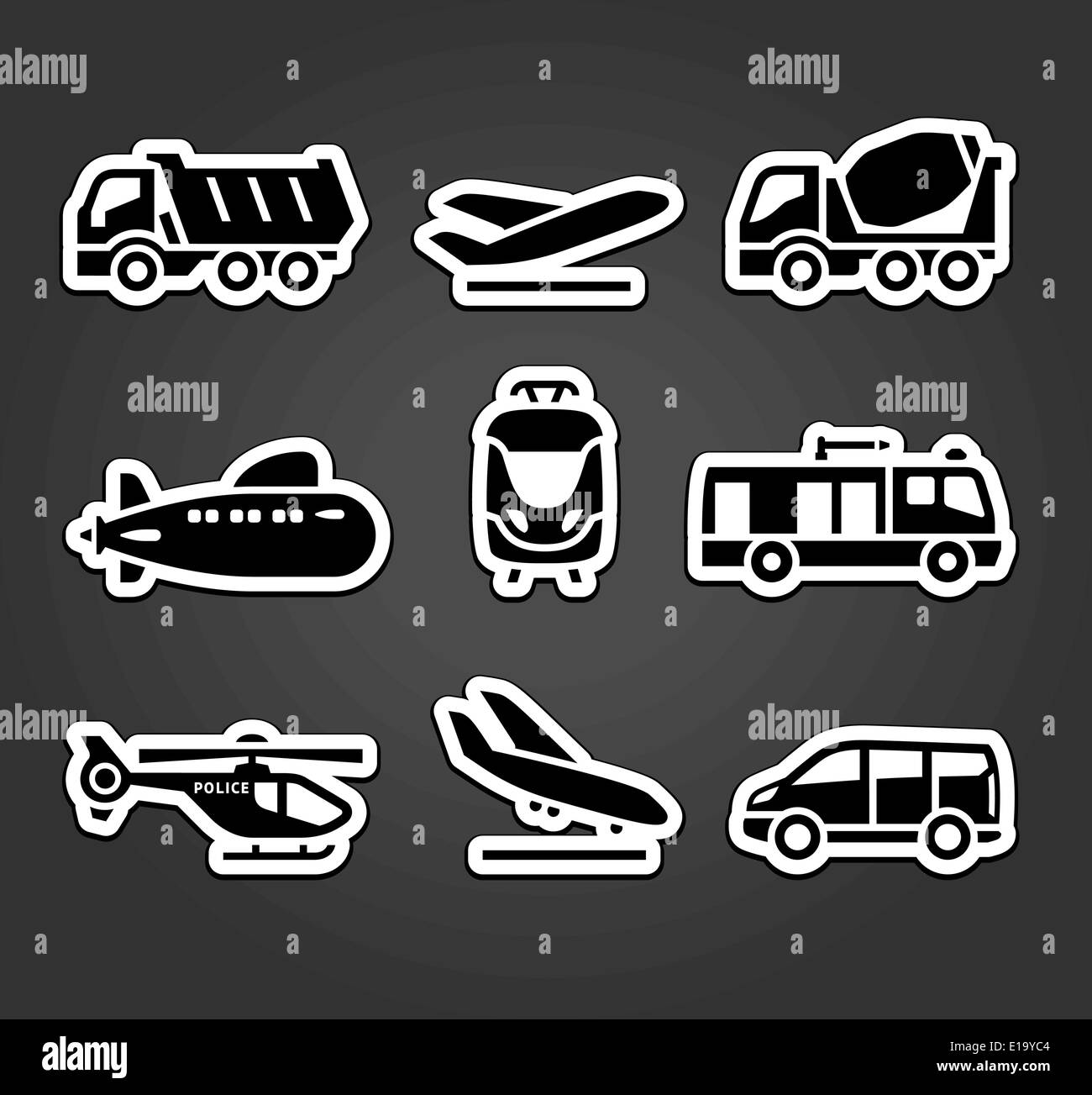 Ensemble d'autocollants, transport pictogrammes couleur, vector ...