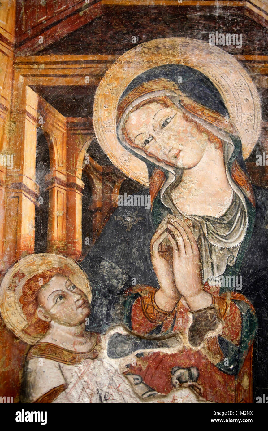 Fresque de Otranto duomo : 13ème siècle vierge et l'enfant Photo Stock ...