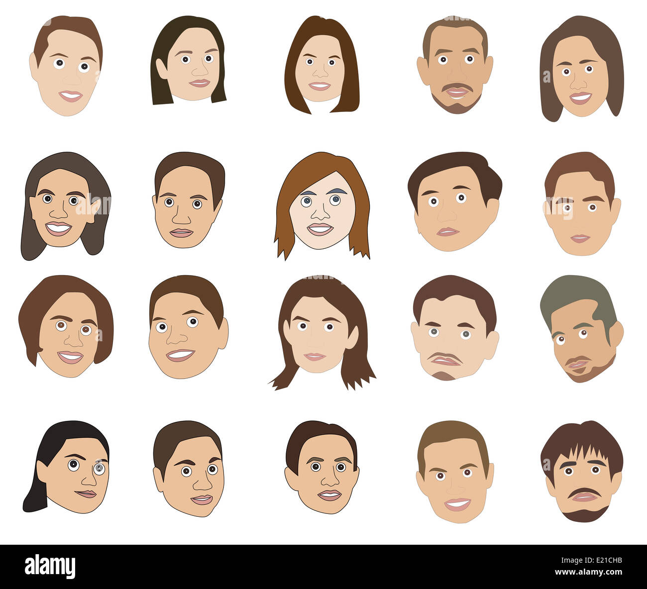 Illustration de visages humains avatar dessin animé Photo Stock - Alamy