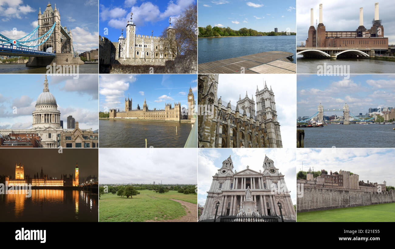 Collage de monuments de londres Banque de photographies et d’images à ...