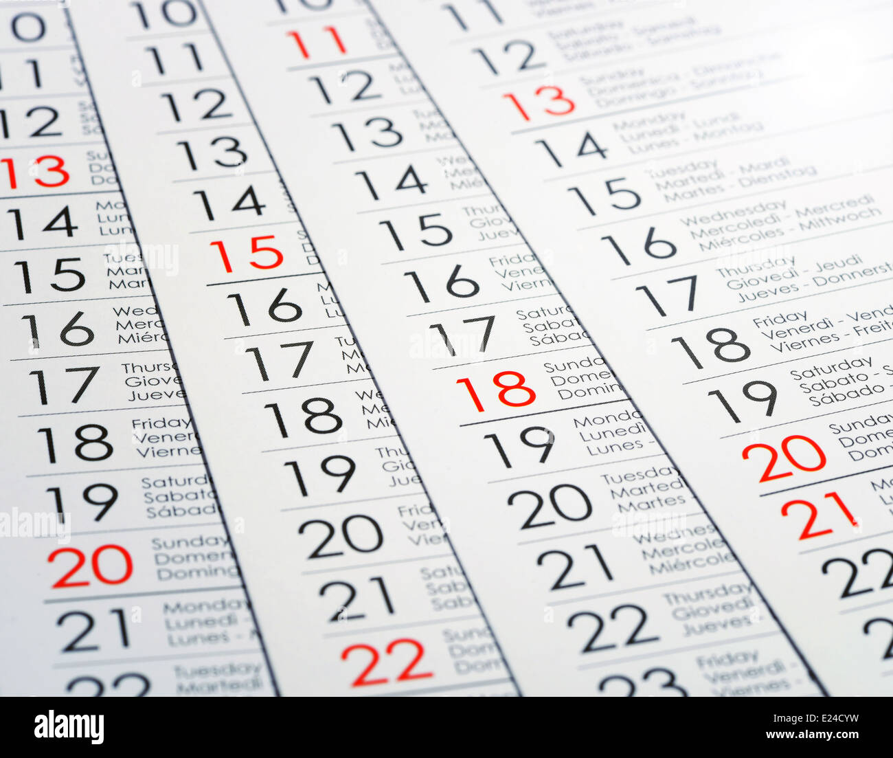 Calendrier de la semaine Banque de photographies et d’images à haute ...