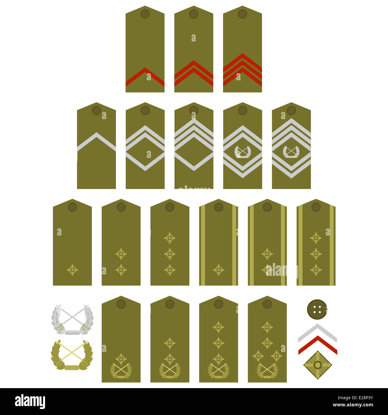 Les grades militaires et de l'insigne du monde. Illustration sur fond ...