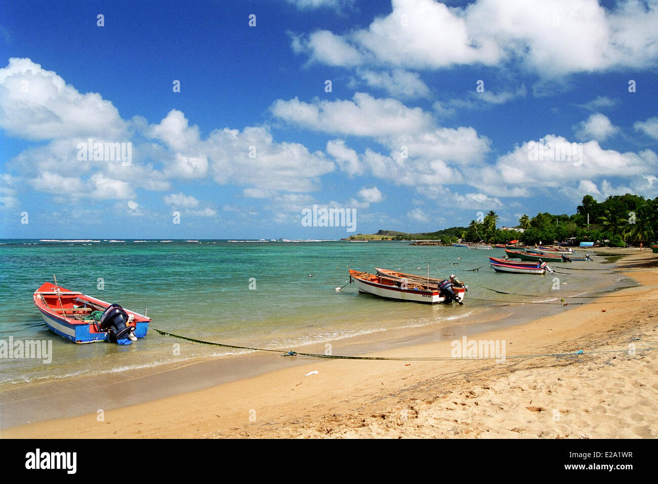 La France, Martinique, Tartane, bateaux de pêche sur la rive de Tartane ...