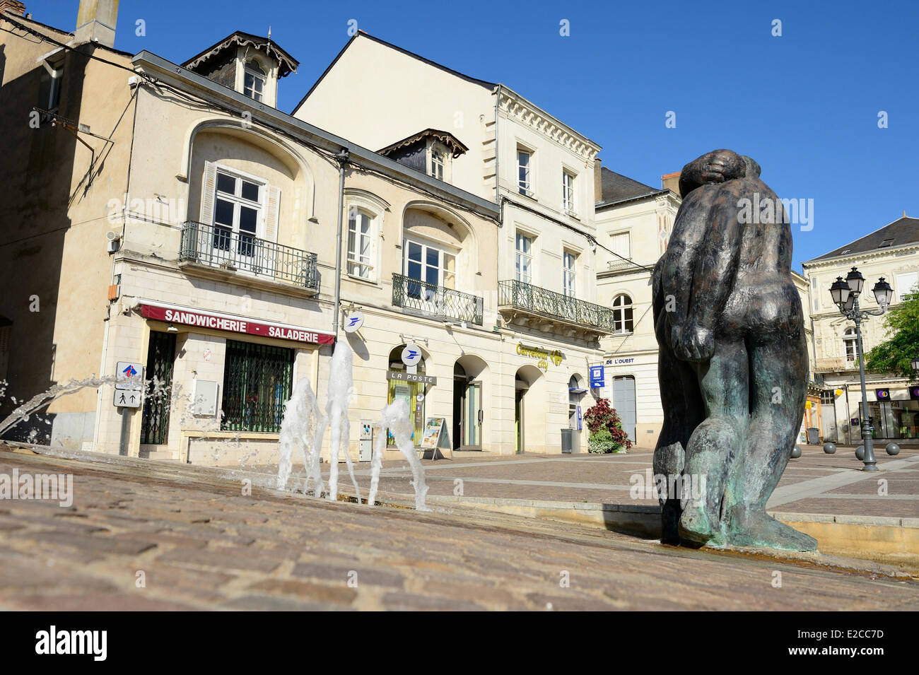 France, Sarthe, Sable sur Sarthe, le vieux centre, Place Raphael Elize ...