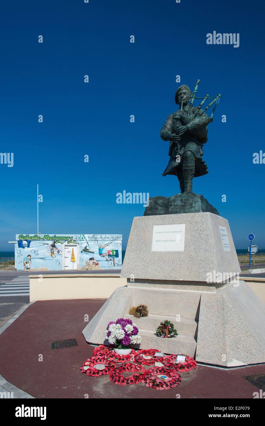 France, Calvados, Colleville Montgomery, D-Day Piper Bill Millin ...