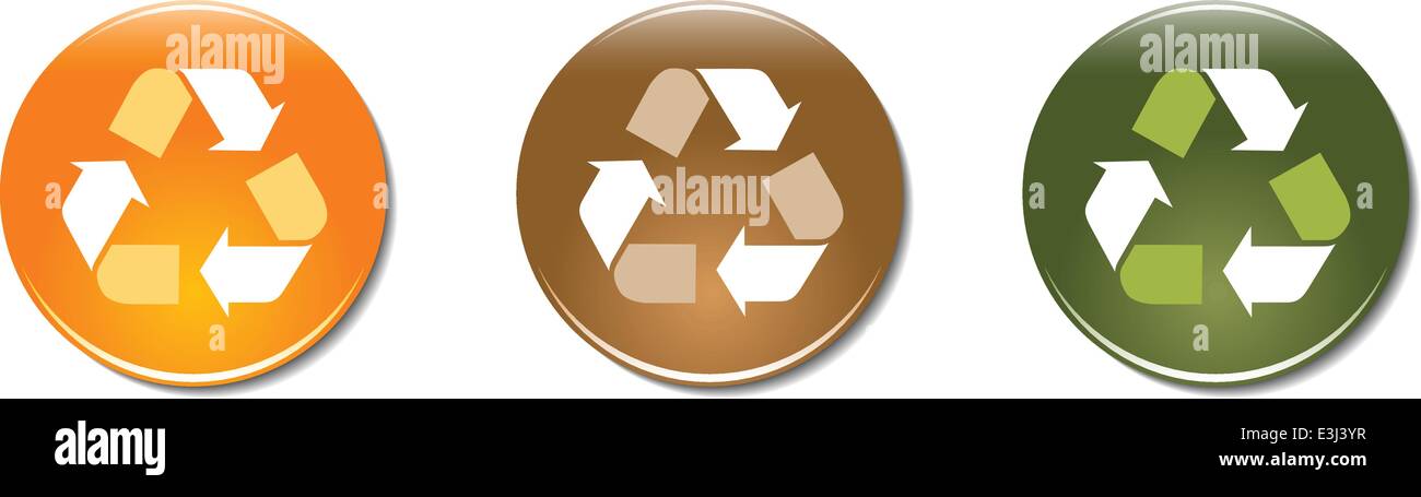 Ensemble de 3 icônes insigne symbole de recyclage Image Vectorielle ...
