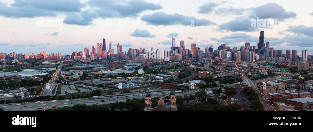 Vue panoramique sur les toits de la ville, Chicago, Illinois, États ...