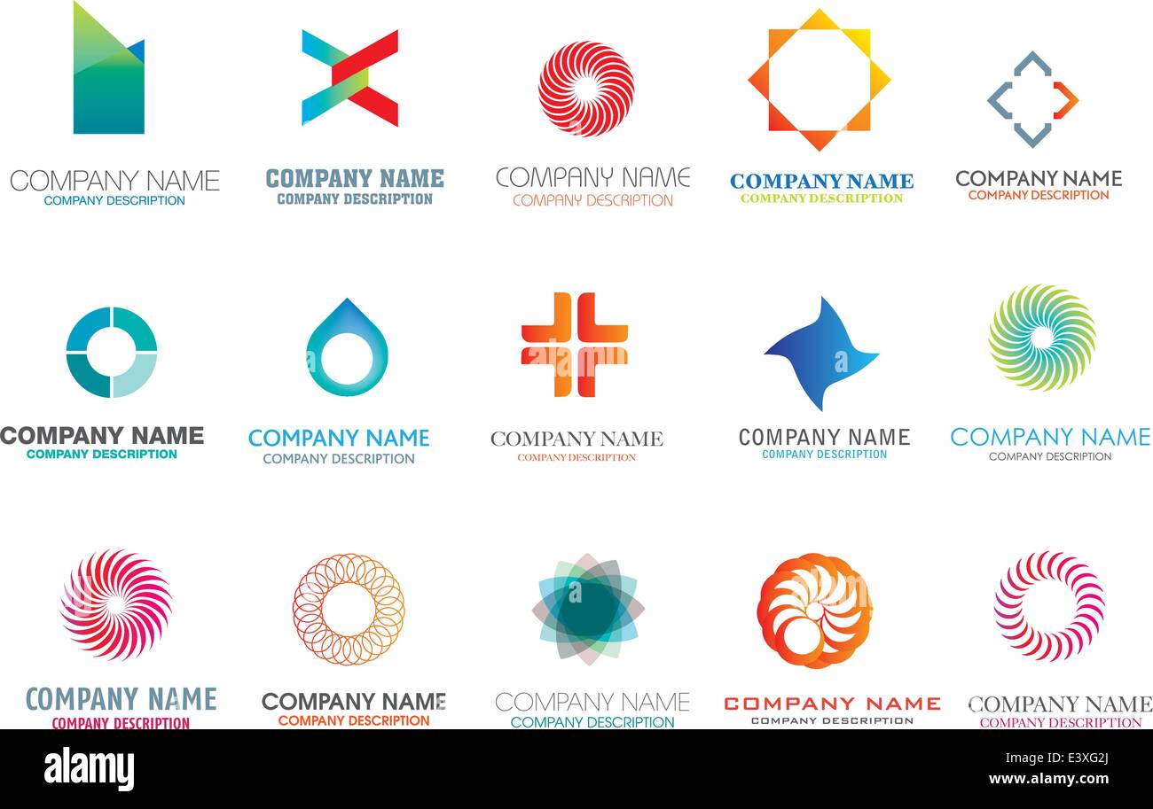 Ensemble de symboles et marques Logos de l'entreprise Image Vectorielle ...