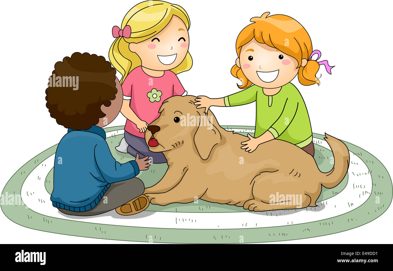 Cute girl pet dog illustration Banque de photographies et d’images à ...