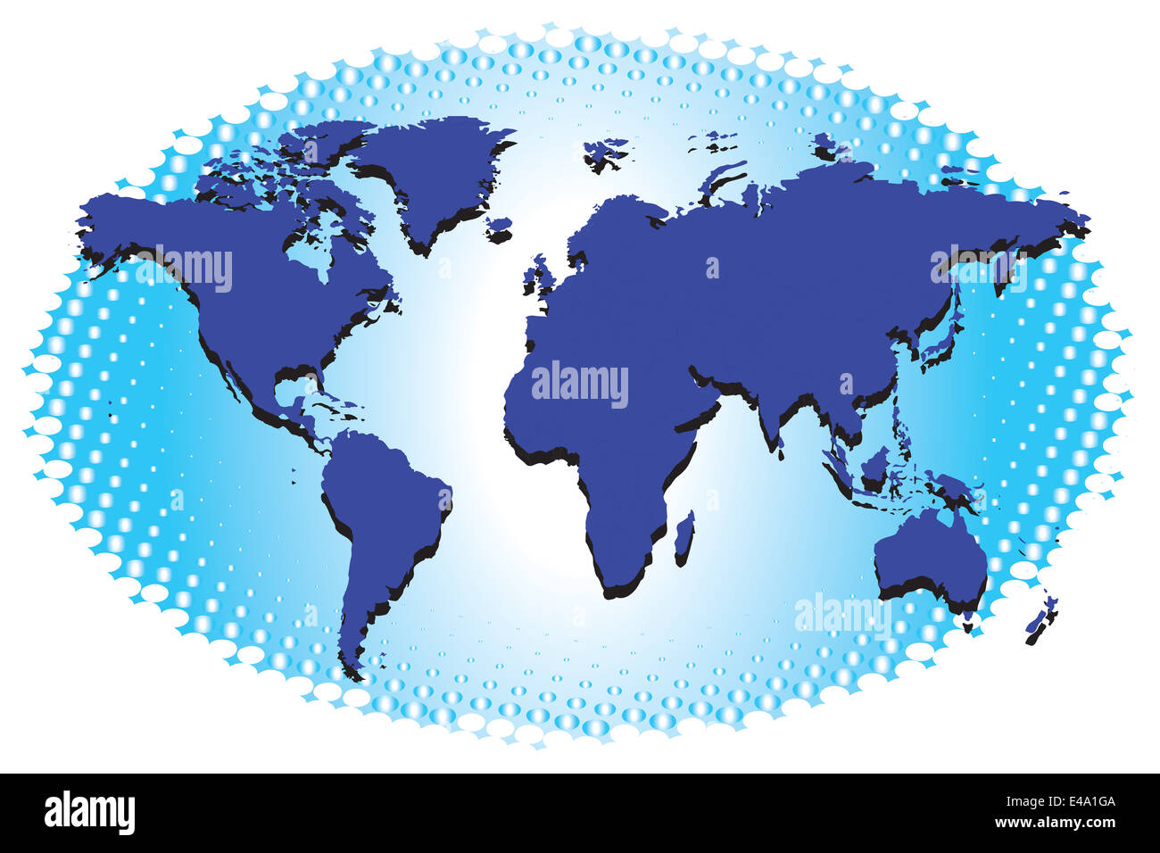 Vecteur de la carte du monde de Continental sur bleu Art fond Photo ...