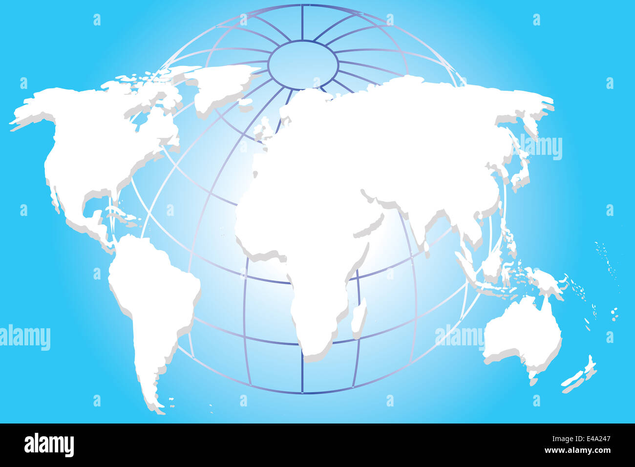 Vecteur de la carte du monde de Continental sur bleu Art fond Photo ...