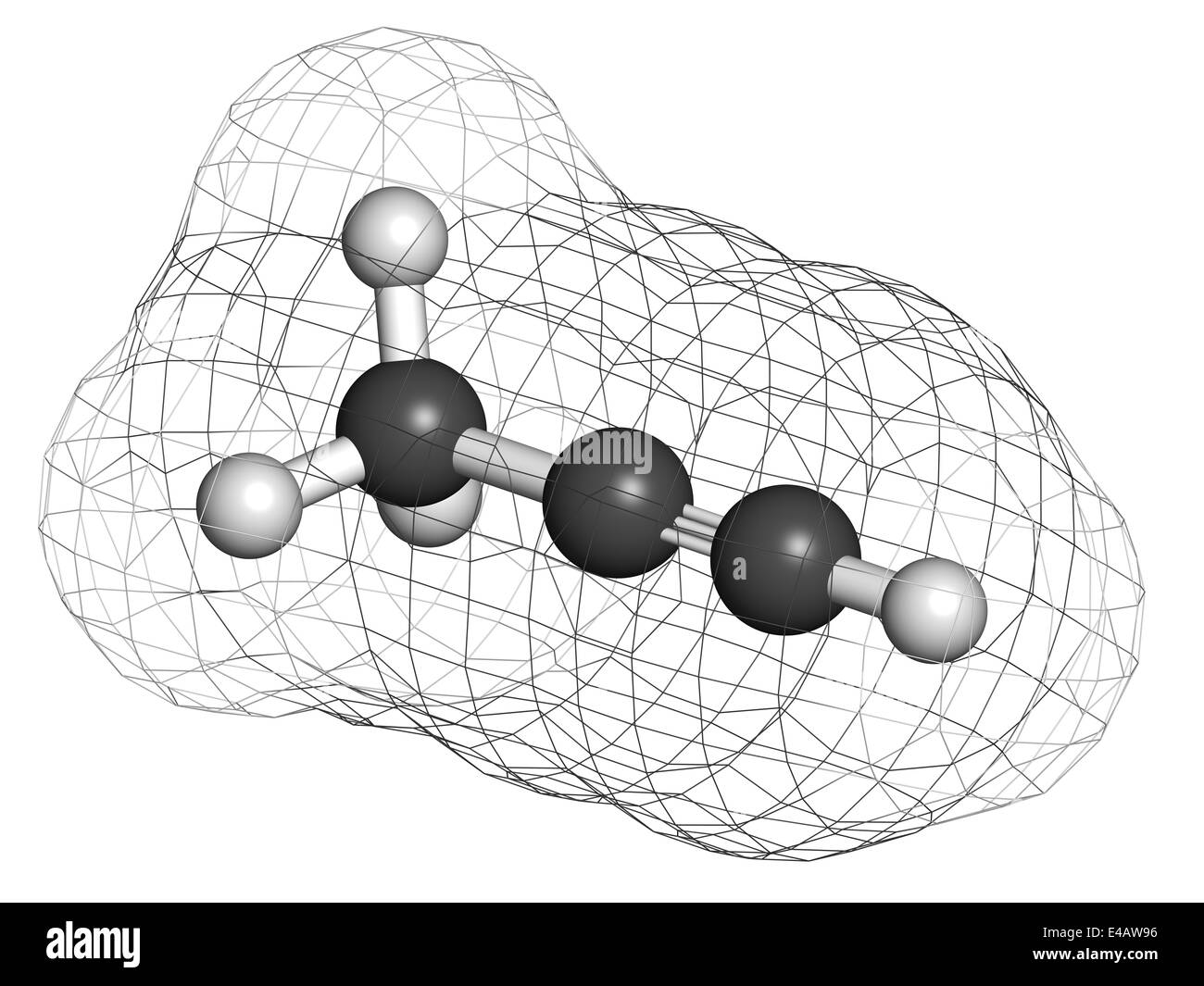 Méthylacétylène (le propyne) molécule. Utilisé en soudage gaz naturel ...