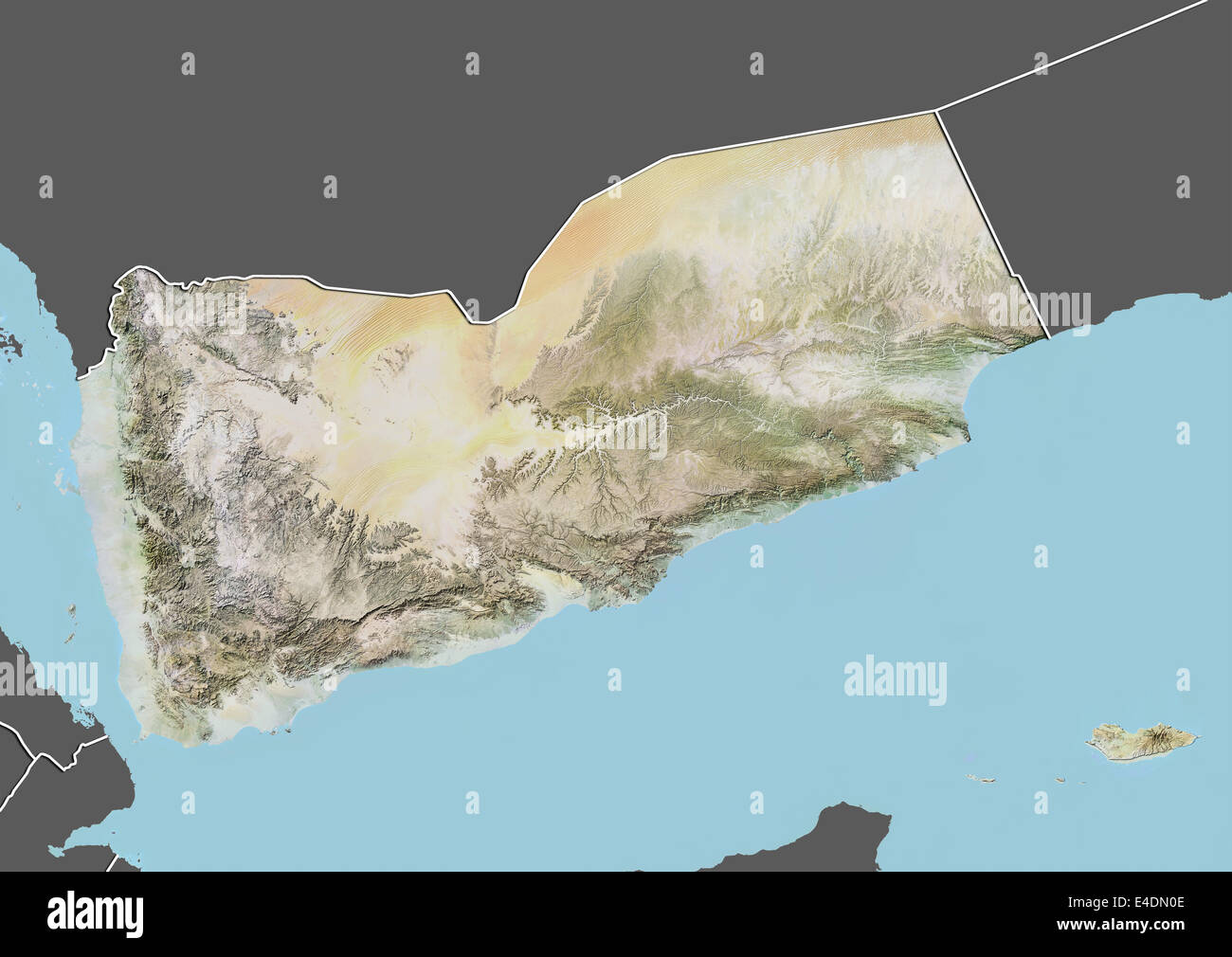 Le Yémen, carte en relief avec bordure et masque Photo Stock - Alamy