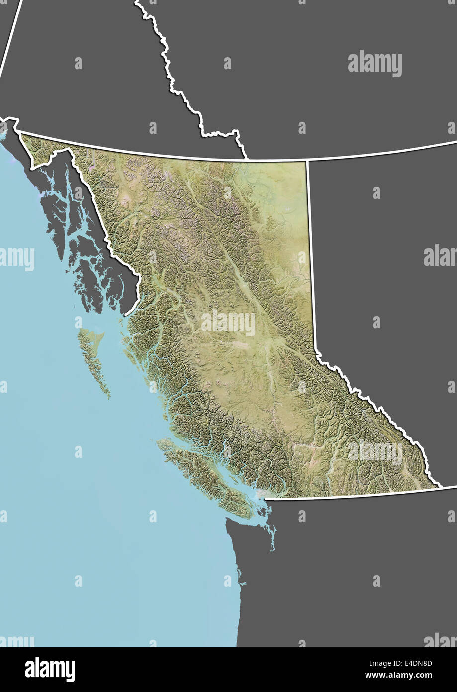 Carte physique de la colombie britannique Banque de photographies et d ...