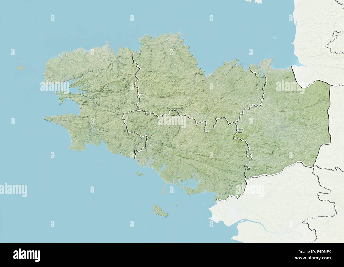 Région de la Bretagne, France, carte en relief Photo Stock - Alamy