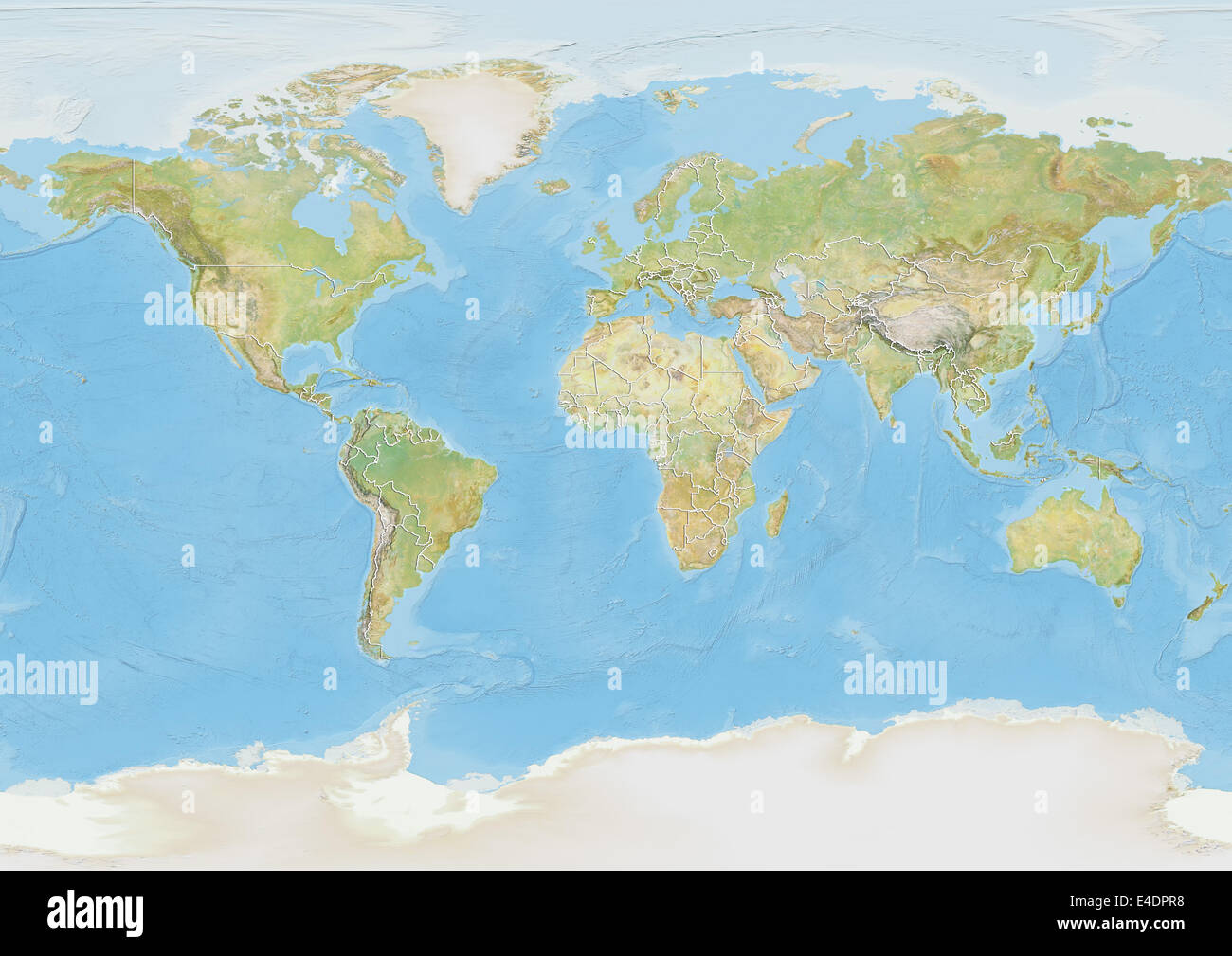 Carte du monde avec banquise de l'Arctique et les frontières du pays ...
