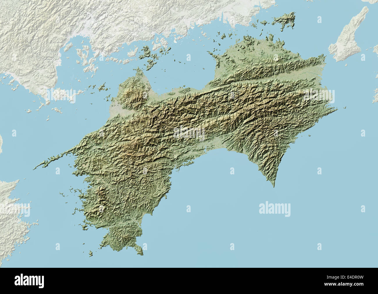 Région de Shikoku, Japon, carte en relief Photo Stock - Alamy