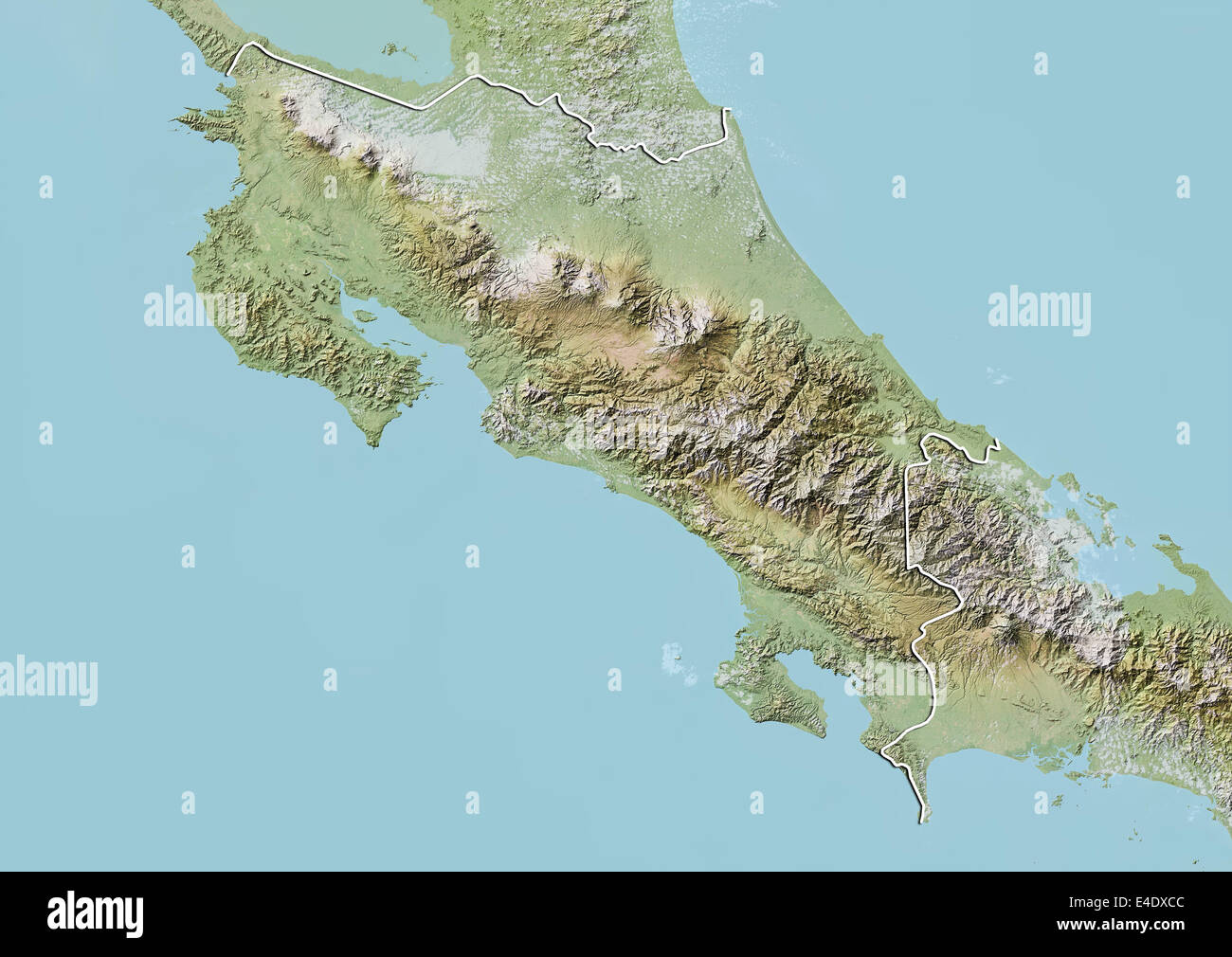 Costa Rica, carte en relief avec bordure Photo Stock - Alamy