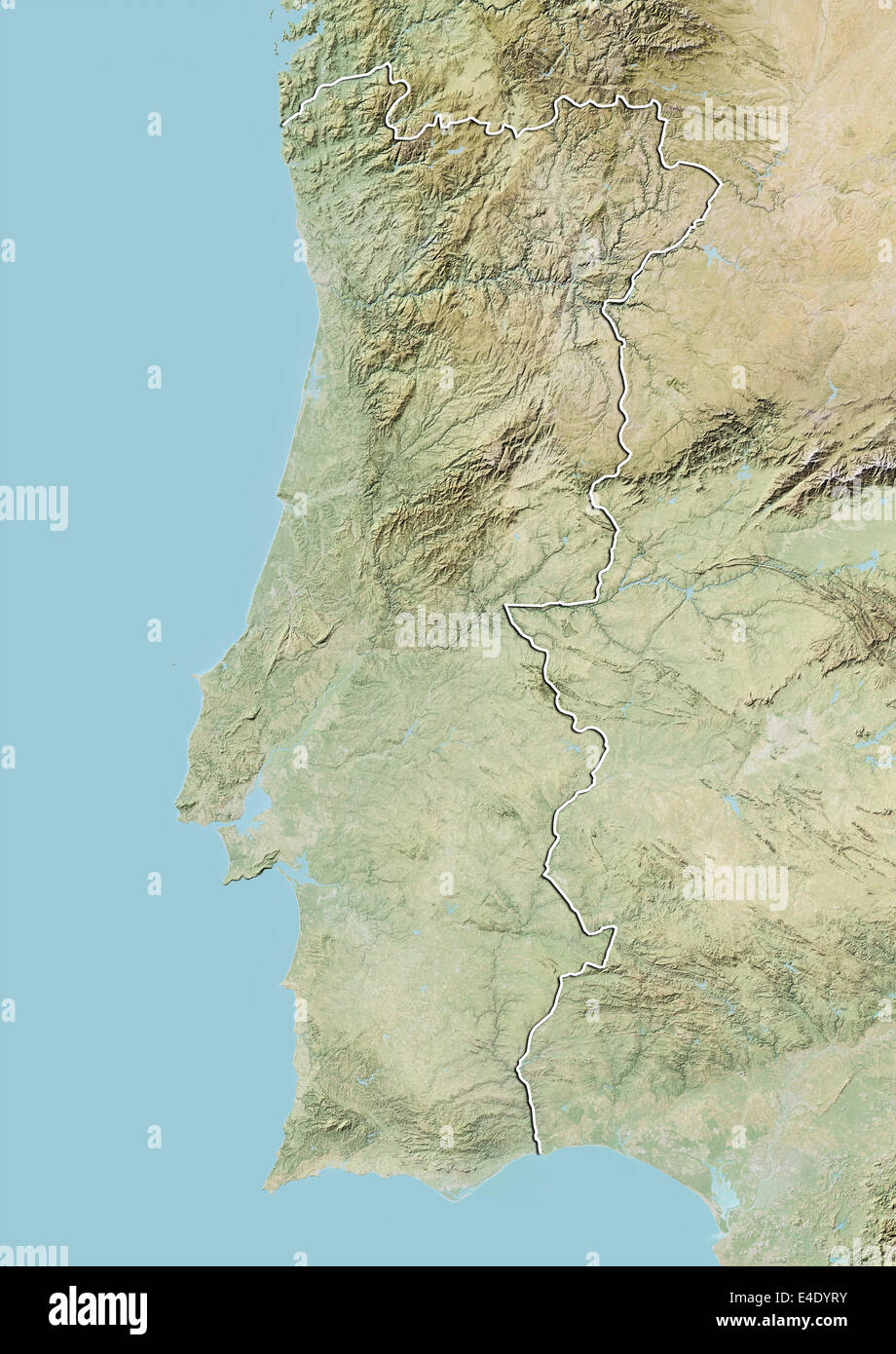 Le Portugal, carte en relief avec bordure Photo Stock - Alamy