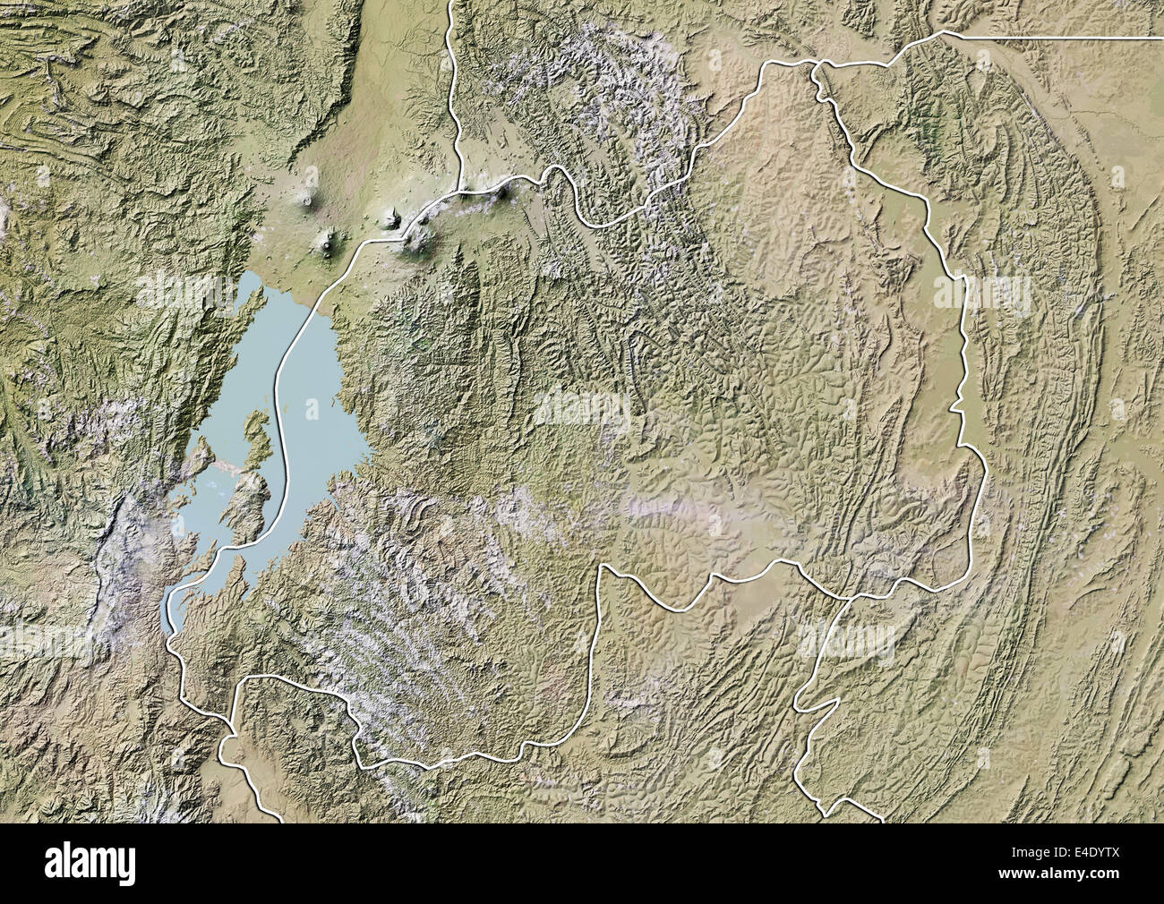 Le Rwanda, carte en relief avec bordure Photo Stock - Alamy