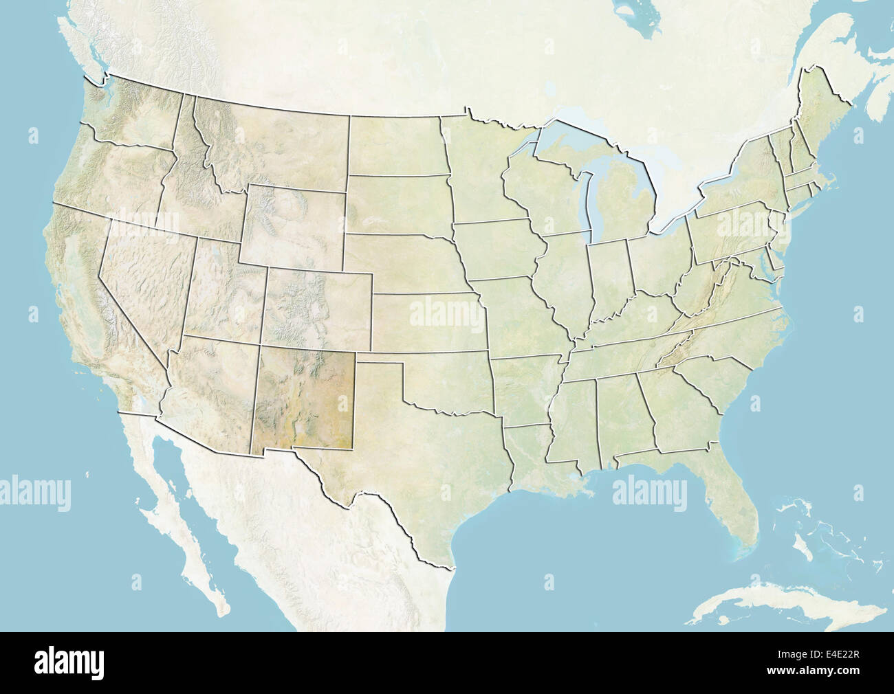 Carte physique du nouveau mexique Banque de photographies et d’images à ...