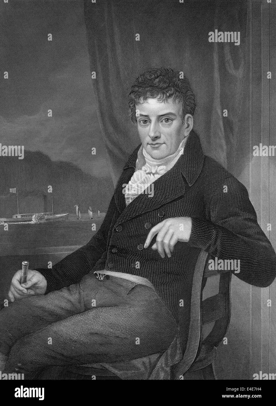 Portrait de Robert Fulton, 1765 - 1815, un ingénieur qui construit des ...