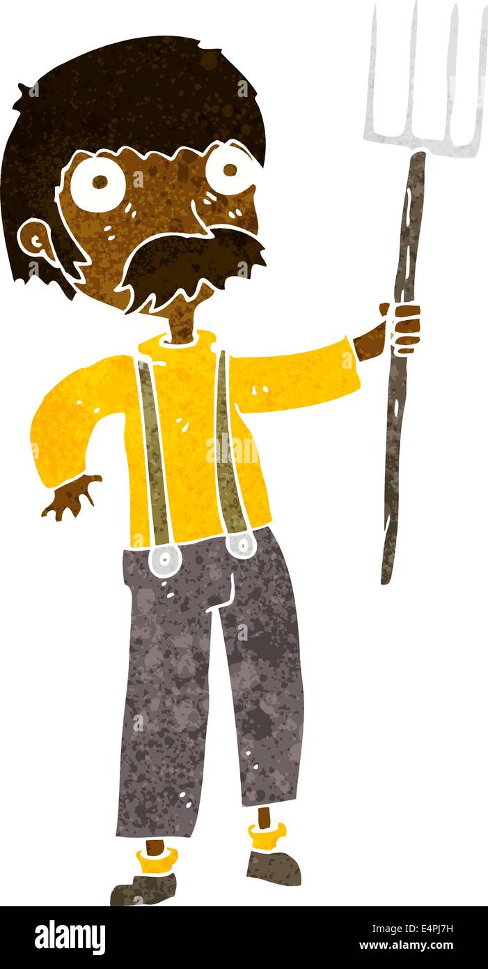 Paysan avec une fourche Banque d'images vectorielles - Alamy