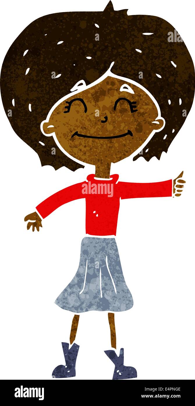 Cartoon happy girl giving Thumbs up symbole Image Vectorielle Stock - Alamy
