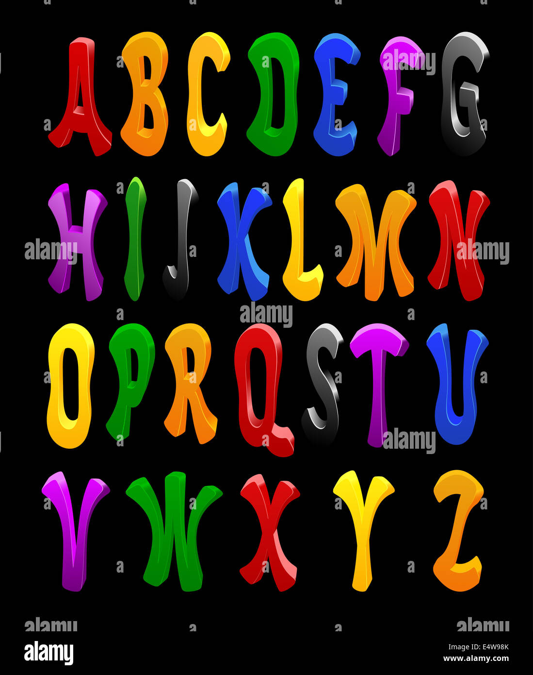 Cartoon font, alphabet complet Photo Stock - Alamy