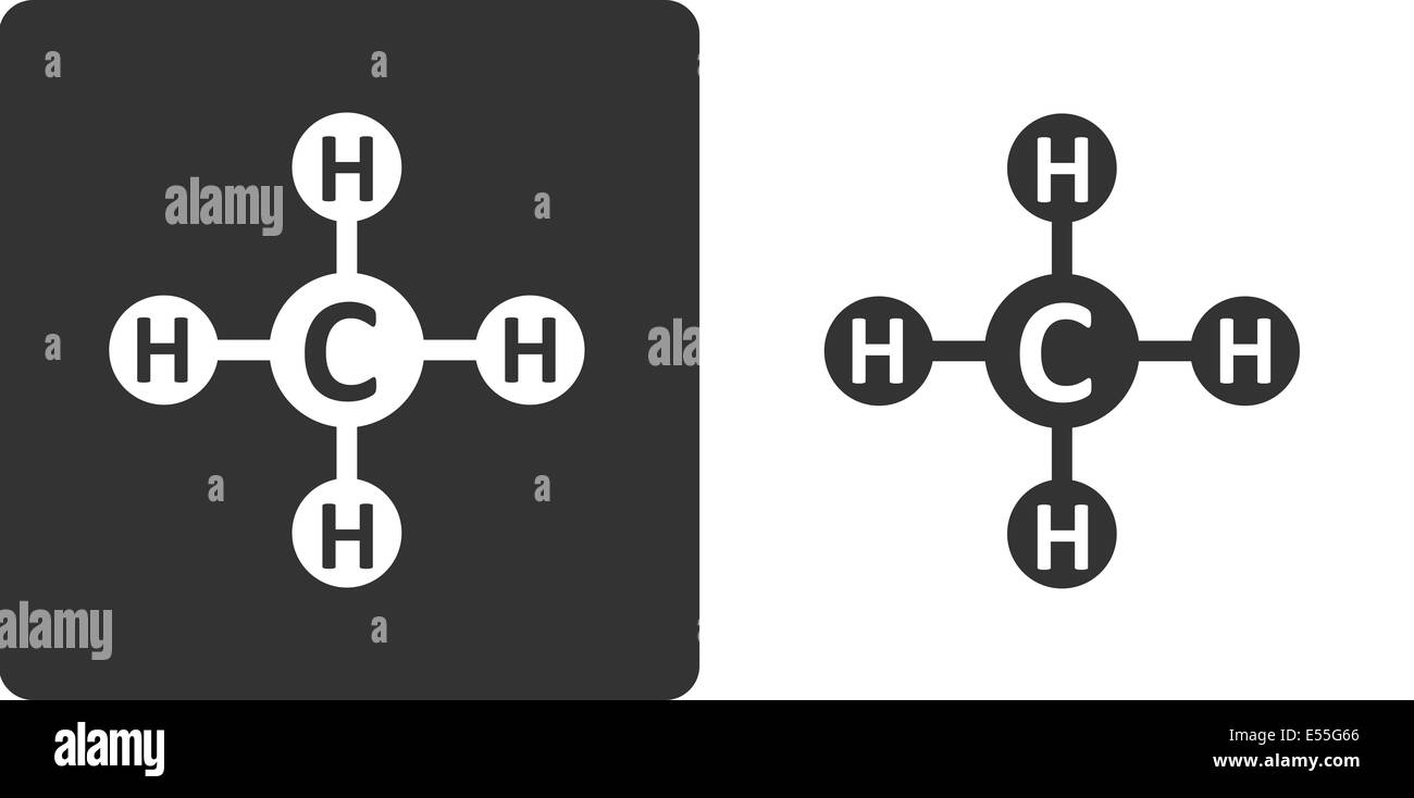 Le méthane (CH4) molécule de gaz naturel, plat style d'icône. Montré ...