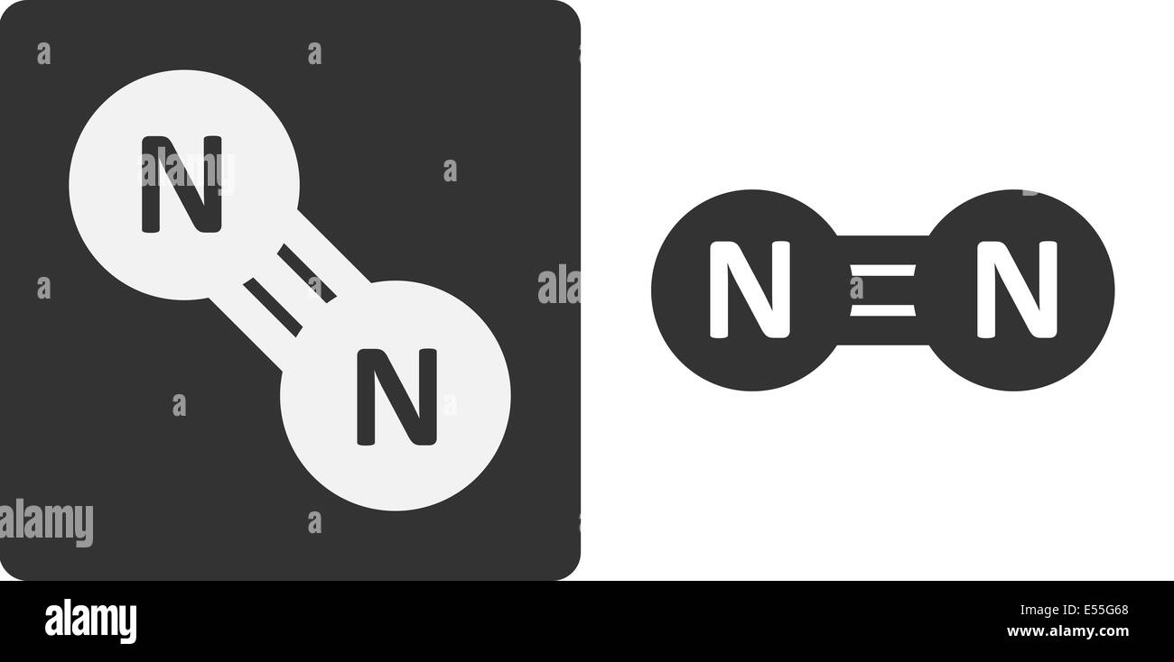 L'azote (N2) molécule de gaz, télévision style d'icône. Montré que les ...