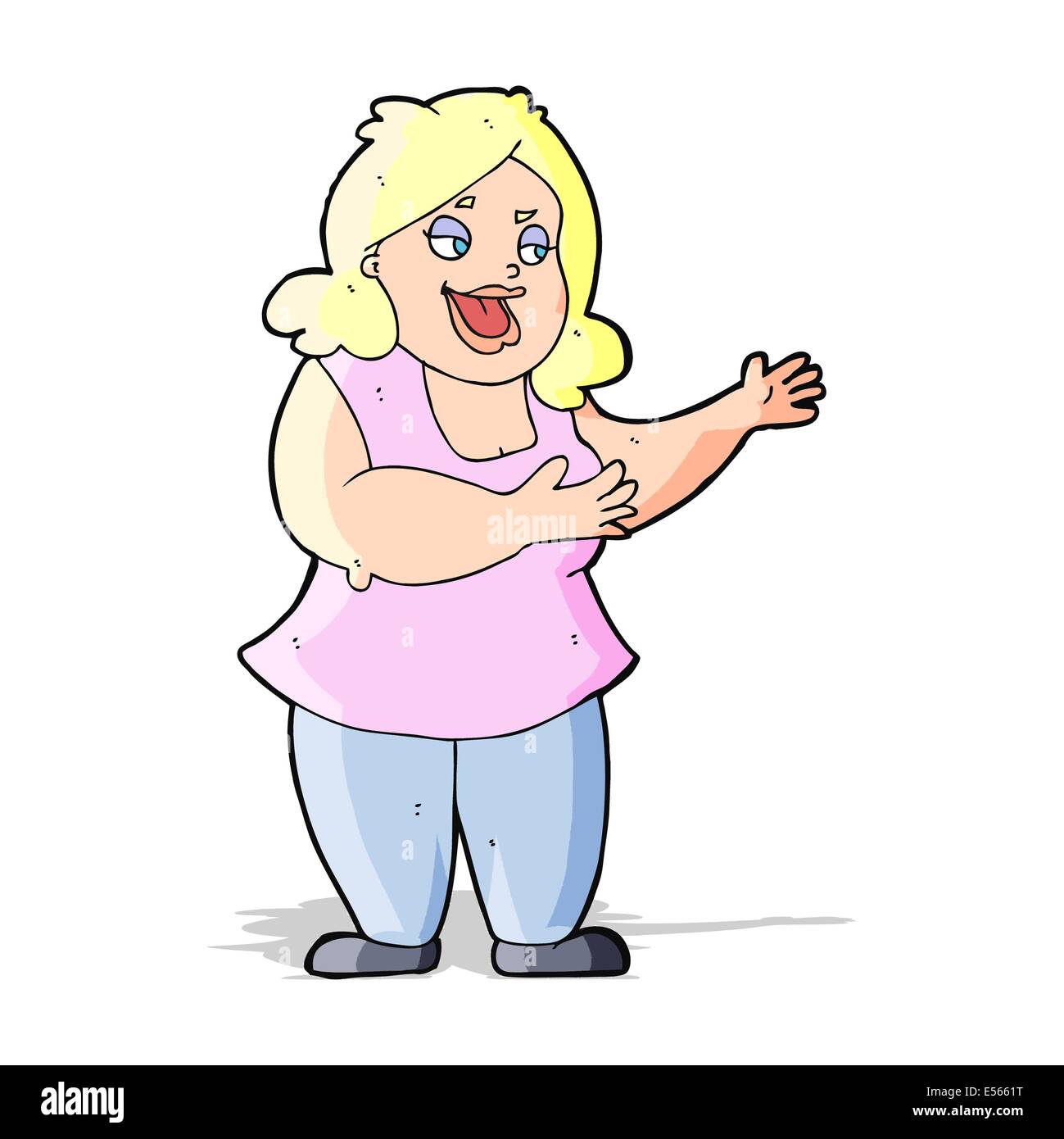 Cartoon happy fat woman Banque d'images détourées - Alamy