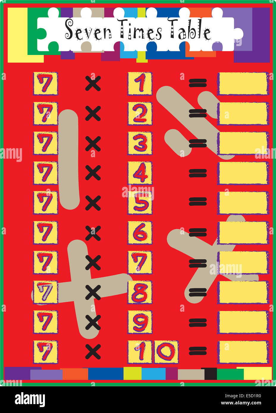 Test de mathématiques de multiplication des sept multiplier fois table ...