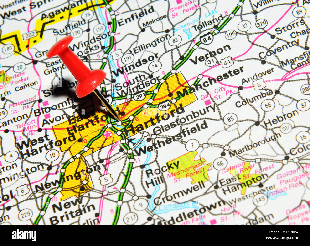 Connecticut map routes Banque de photographies et d’images à haute ...