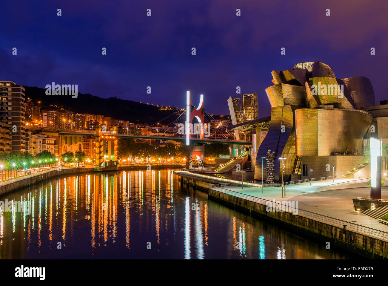 Musée Guggenheim de Bilbao, de nuit, Pays Basque, Espagne Photo Stock ...