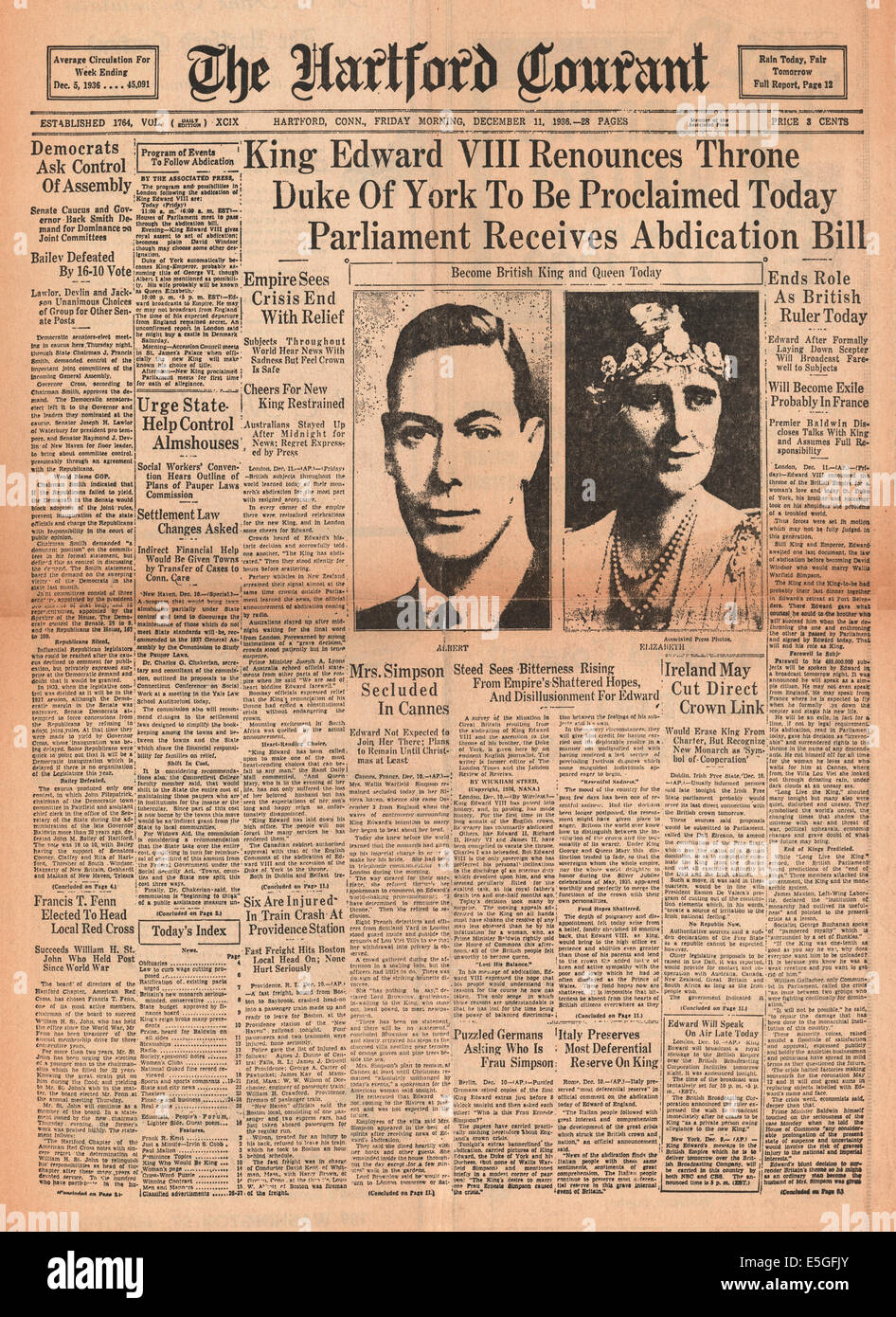 Edward viii abdication newspaper Banque de photographies et d’images à ...