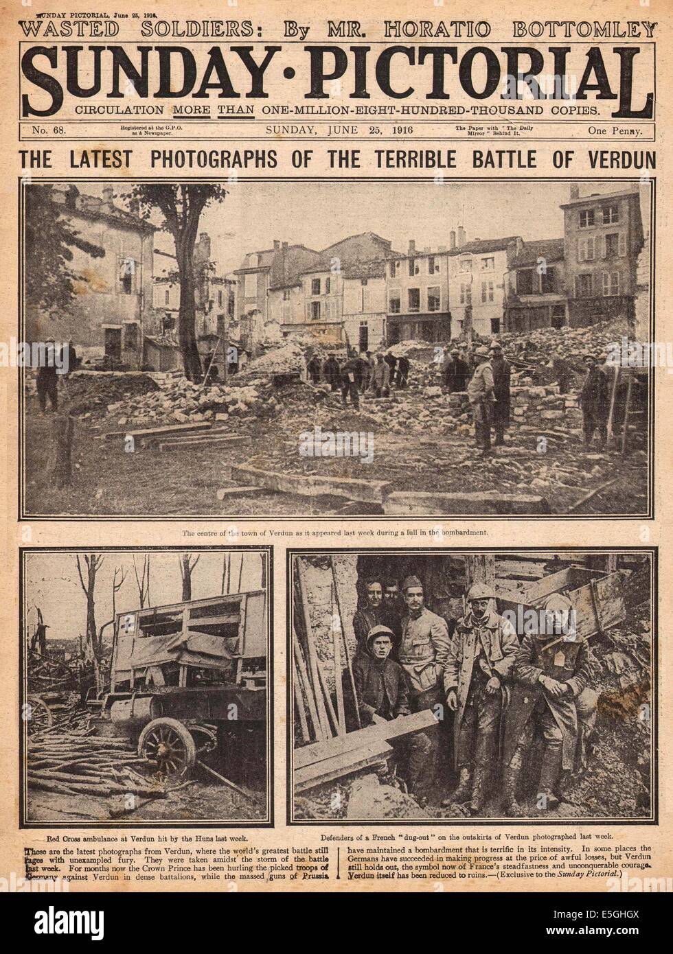 1916 dimanche avant la page déclaration picturale Bataille de Verdun ...
