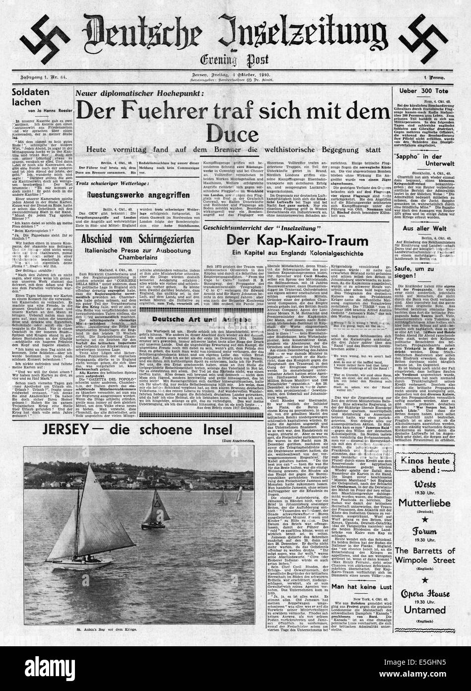 1940 Inselzeitung allemand Deutsche (journal imprimé dans les ...