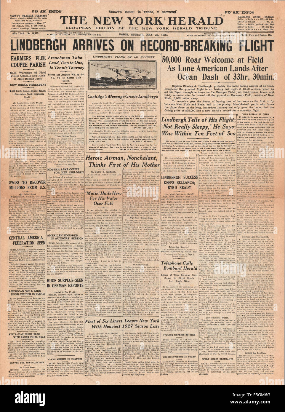 Charles lindbergh 1927 france Banque de photographies et d’images à ...