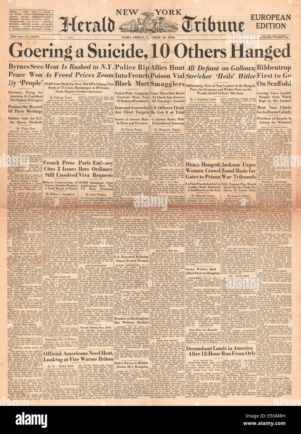 1946 New York Herald Tribune sur la page déclaration du suicide d ...