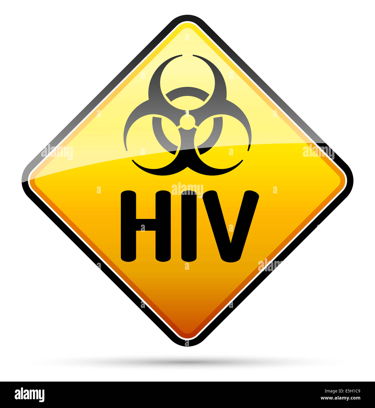 Le VIH virus Biohazard danger sign avec reflètent et ombre sur fond ...